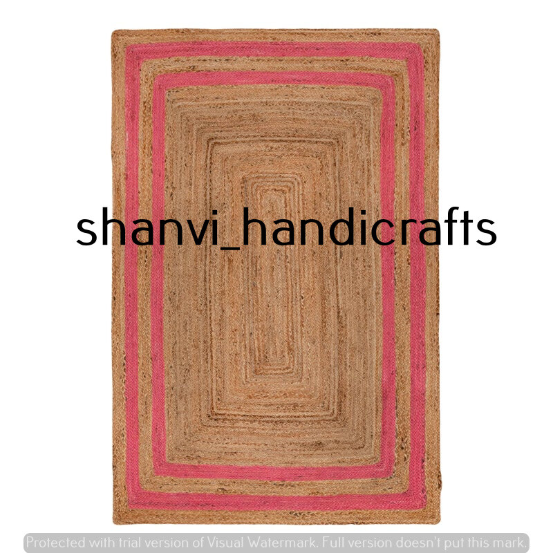Braided Jute Handmade Rectangle Floor Mat Home Decor Living Area Modern ...
