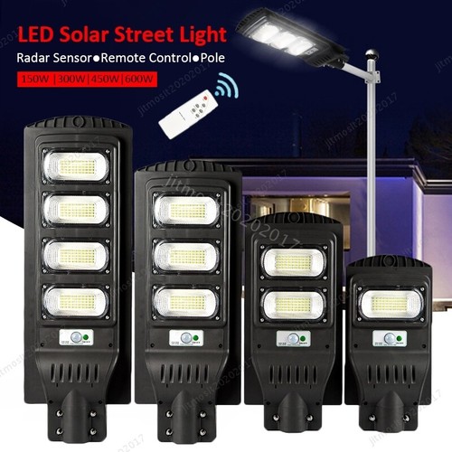 LED Commercial Street Light Solar Outdoor Remote+Pole Radar Sensor IP65 ...
