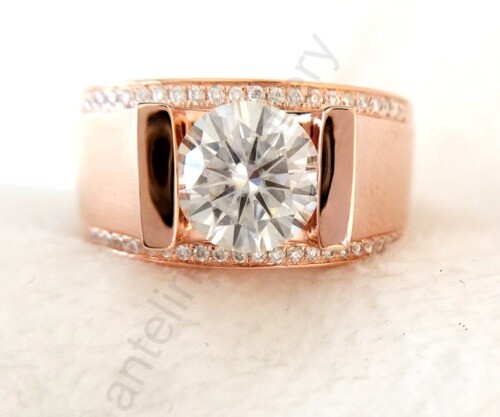 2 Ct Simulated Round Diamond Solitaire Men's Band Ring 925 Silver Gold ...