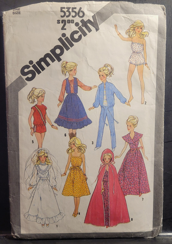 Barbie Doll Clothes Pattern Vintage 80s Simplicity 5356 Cut but ...