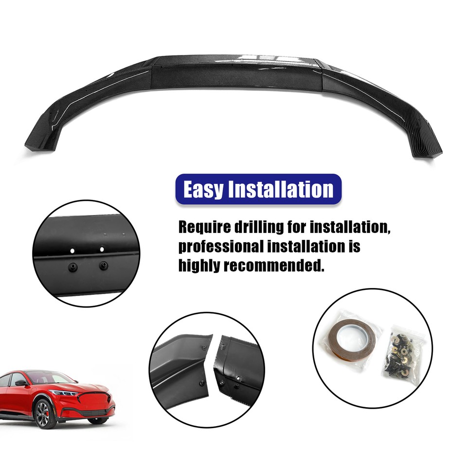 For Mustang Mach-E 2021 2022 Front Bumper Splitter 3-part Lip (Carbon ...