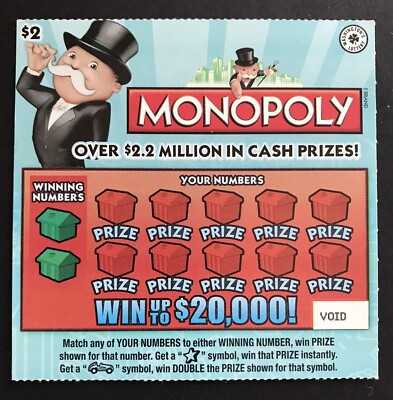 Monopoly Theme Washington Instant SV Lottery Ticket Large , no cash ...