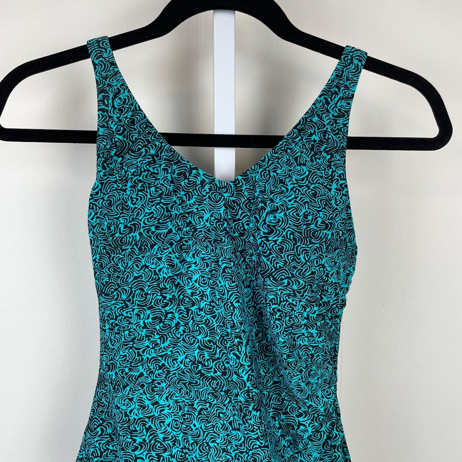 Speedo One Piece Swimsuit Ruched Side Turquoise Black… - Gem