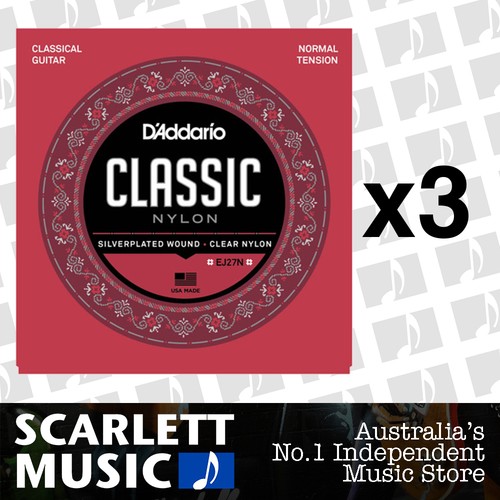 3x D'Addario EJ27N Classic Nylon Guitar Strings Daddario EJ-27N *SET OF ...