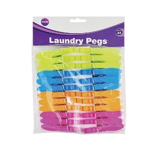 Plastic Laundry Pegs 24 Pack Four Assorted Colours Clothes Hanging ...