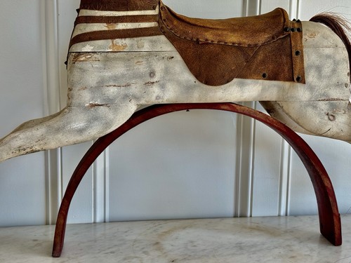 Antique Late 19th Century carved wood iron Whitney Reed Rocking Horse ...