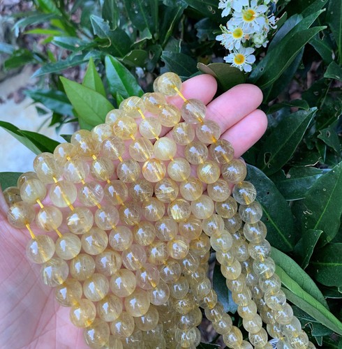 High Quality Natural Rutilated Quartz, 6mm/8mm/10mm/12mm Round Smooth ...