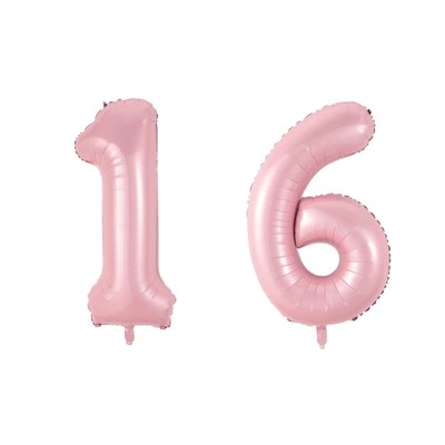 Number Sixteen Balloon Soft Pastel Pink Number 16 Balloon 32" Large ...