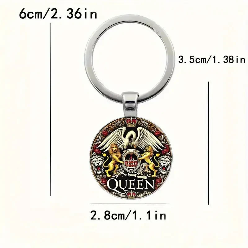 Queen Crest Retro Band Emblem Handmade Fashionable Keyring Handcrafted ...