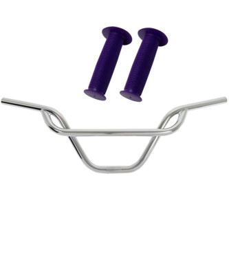 PRO+ 325 Chrome Handlebar & Purple Mushroom Grips | eBay