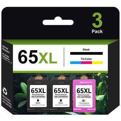 65 XL Black Color Ink Set For HP 65XL Deskjet 2621 264 3730 ENVY 5020 ...