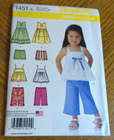 Simplicity Pattern 1451 Toddler Girl EASY Dress~Top~Cropped Pants ...