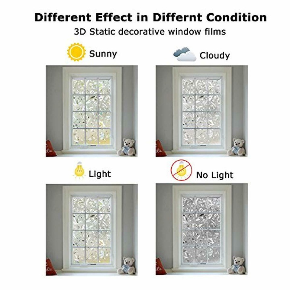 LEMON CLOUD 3D Window Film No Glue Static Decorative Privacy Films ...