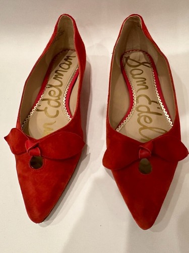 Sam Edelman Ruby Red Suede Leather Pointed Flats Women Size 6 | eBay