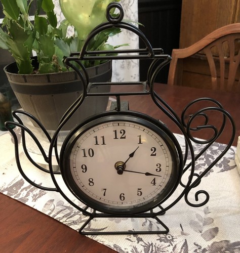 Mantle Wall Mount Quartz Movement Black Wire Framed Kettle Watch | eBay