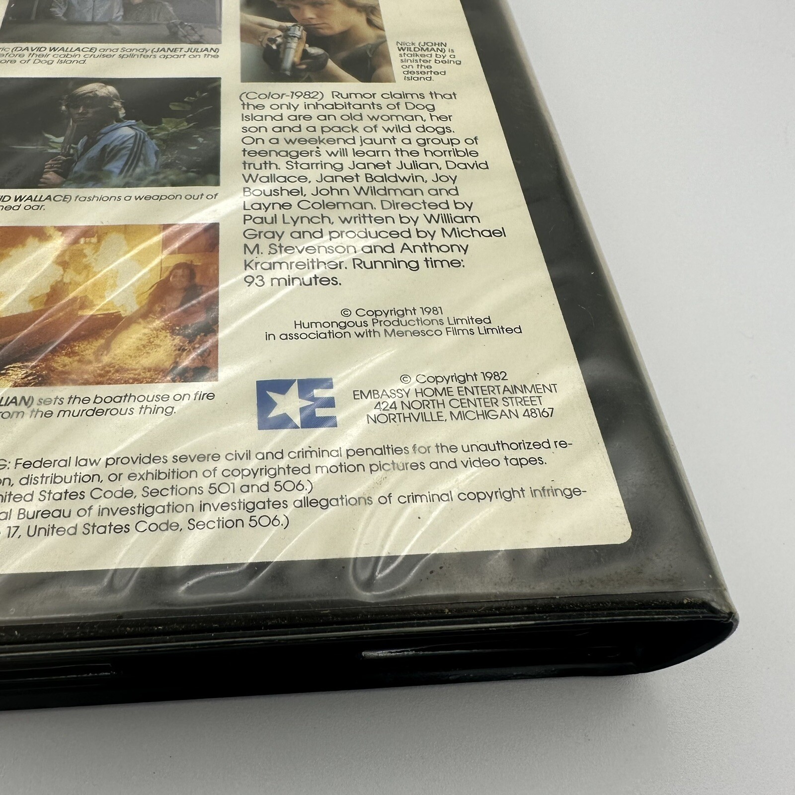 Humongous VHS Clamshell 1982 Embassy Home Ent. Paul Lynch John Wildman ...