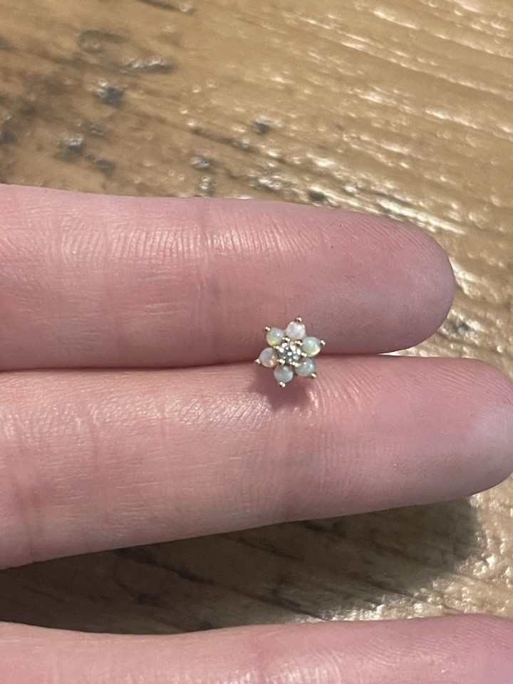 Maria Tash Rose Gold 18k Opal Diamond Flower Stud Earring $490 | eBay