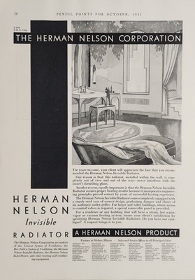 1931 Print Ad Herman Nelson Invisible Radiator Installed in Wall Moline ...