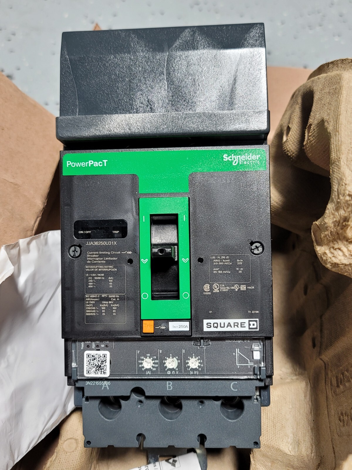 SQUARE D POWERPACT 250 AMP I-LINE CIRCUIT BREAKER 600 VAC 3P ...