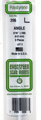 Evergreen 296 Styrene 14" L Angle .188" .48cm pkg (3) | eBay