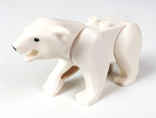 Lego White Polar Bear with 2 Studs on Back, Black Eyes Arctic Animal ...