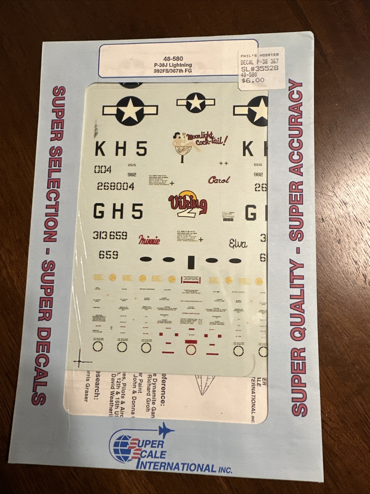 Superscale Decals 48580 1/48 Scale P-38J Lightning Moonlight Cocktail ...