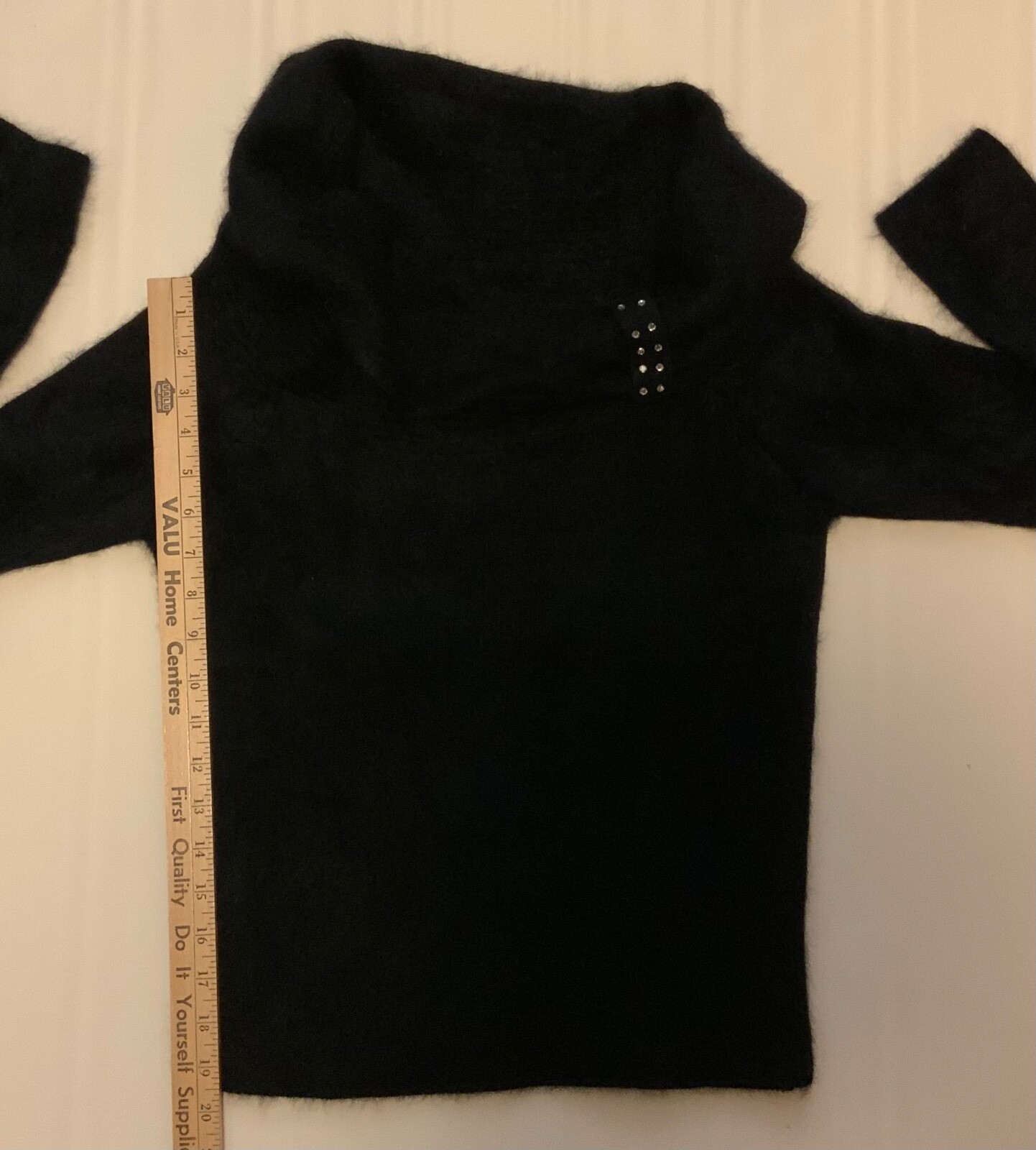 Twiggy 70% Angora Rabbit Hair Sweater Cowl Neck Long Sleeve Black ...