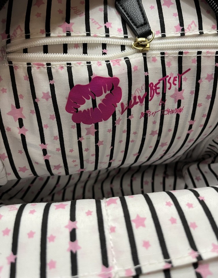 Betsey Johnson Maggie Black Faux Leather Leopard Cat Face Backpack ...
