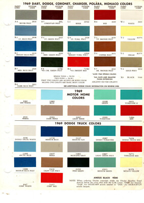 1969 DODGE CORONET CHARGER DART POLARA TRUCK MOTOR HOME 69PAINT CHIPS ...