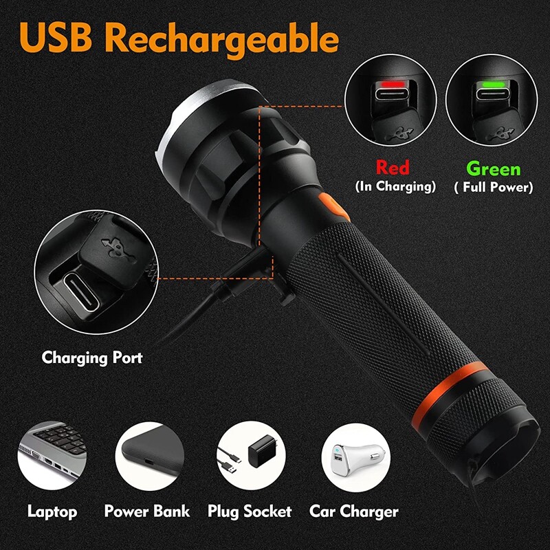 EverBrite 1000 Lumens LED Rechargeable Flashlight Aluminum Flashlight 4 ...