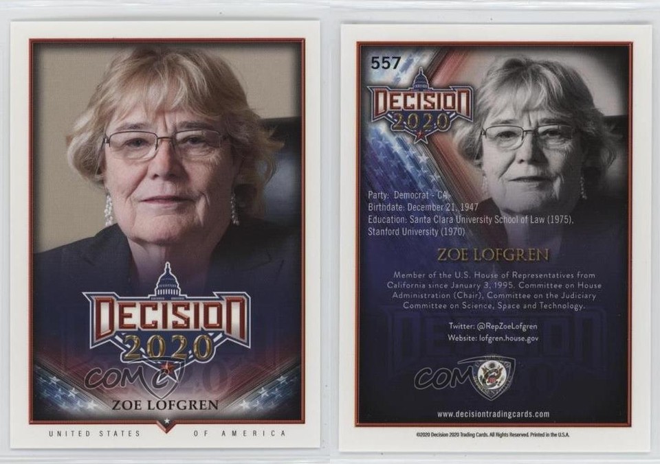 2021 Decision 2020 Series 2 Zoe Lofgren #557 3hd | eBay