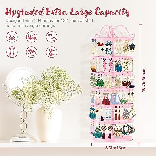 6 Tier Metal Rotating Earring Holder Organizer, 264 Holes Earring ...