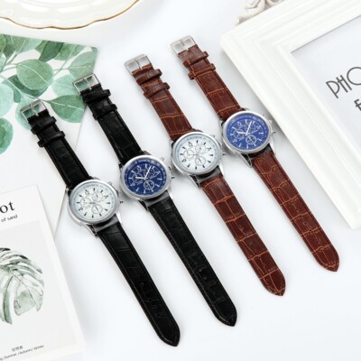 Men's Watch Leather Belt Wristwatch Quartz Analog Sports Watches Casual ...