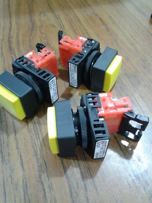 Fuji AR22E0M Illuminated Yellow Square Momentary Push-button Switch | eBay