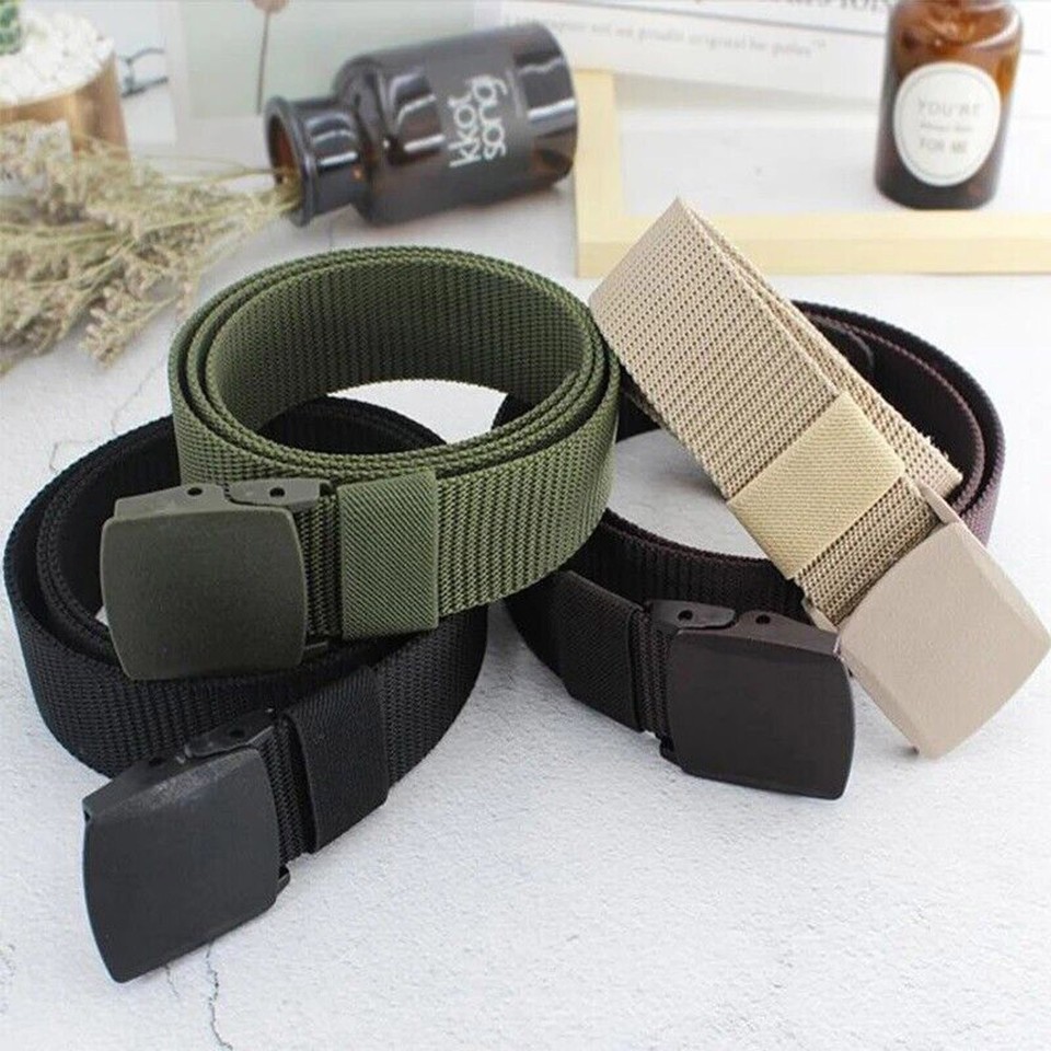 Mens Womens Tactical Canvas Webbing Belt Regular Size Military Style ...