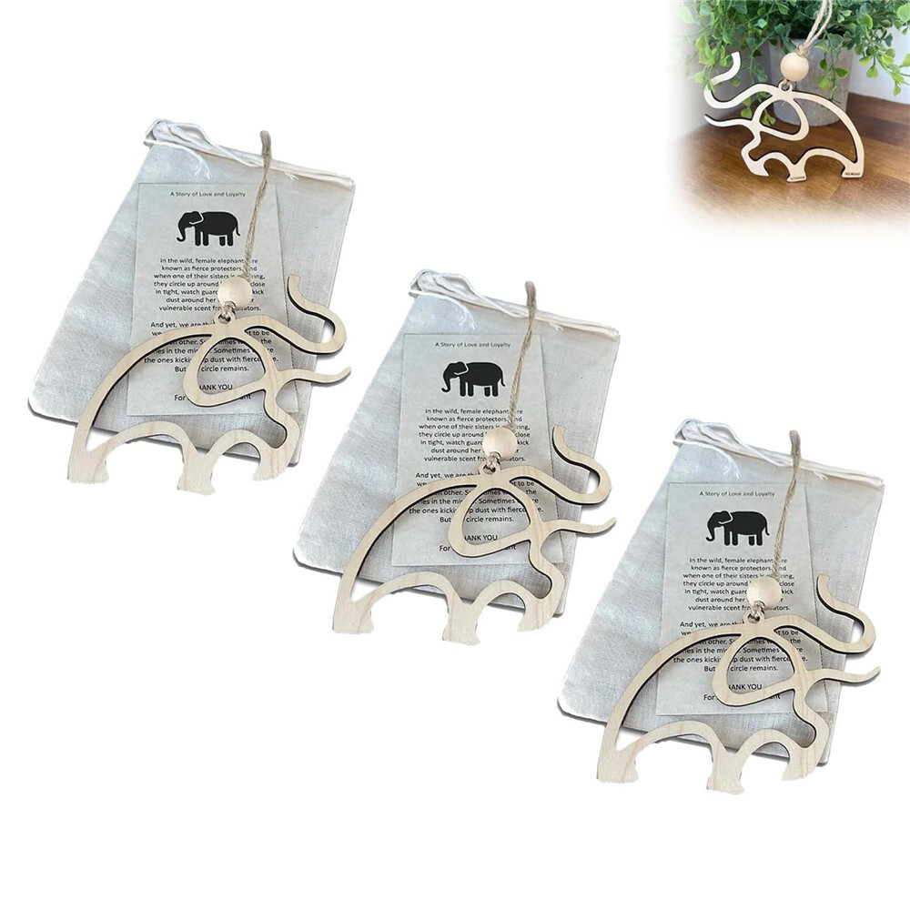 Wooden Animal Elephant Christmas Tree Hanging Ornaments Xmas decor ...