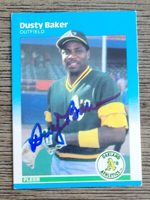 DUSTY BAKER Signed 1987 Fleer #387 Oakland A's Card Autograph | eBay