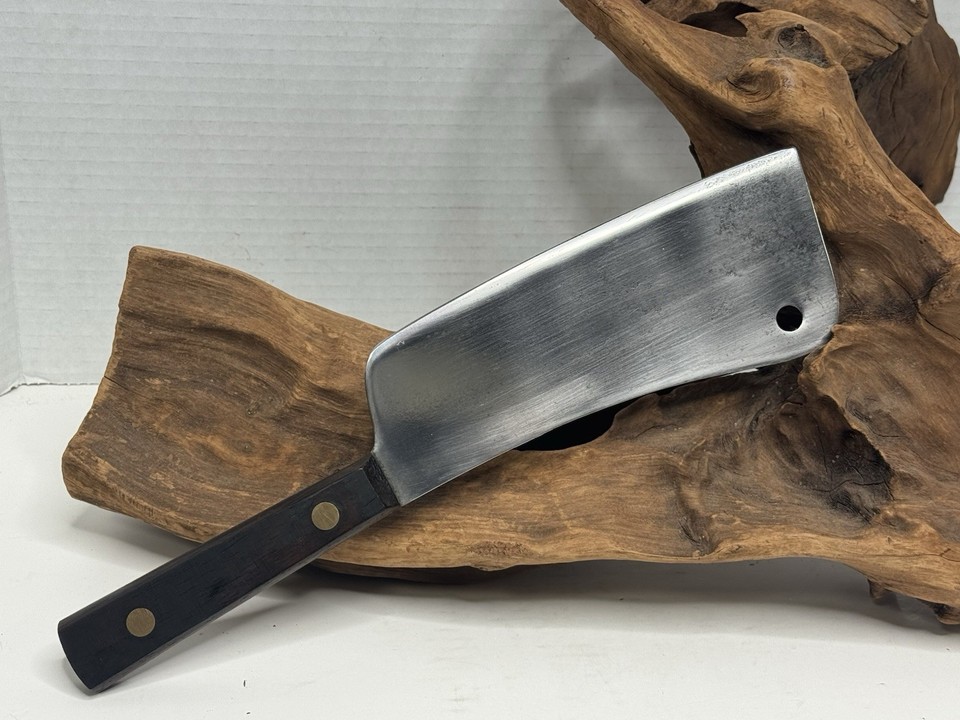 Vintage Cleaver Hi Carbon Meat Cleaver Butcher 12" long Riveted Wood ...