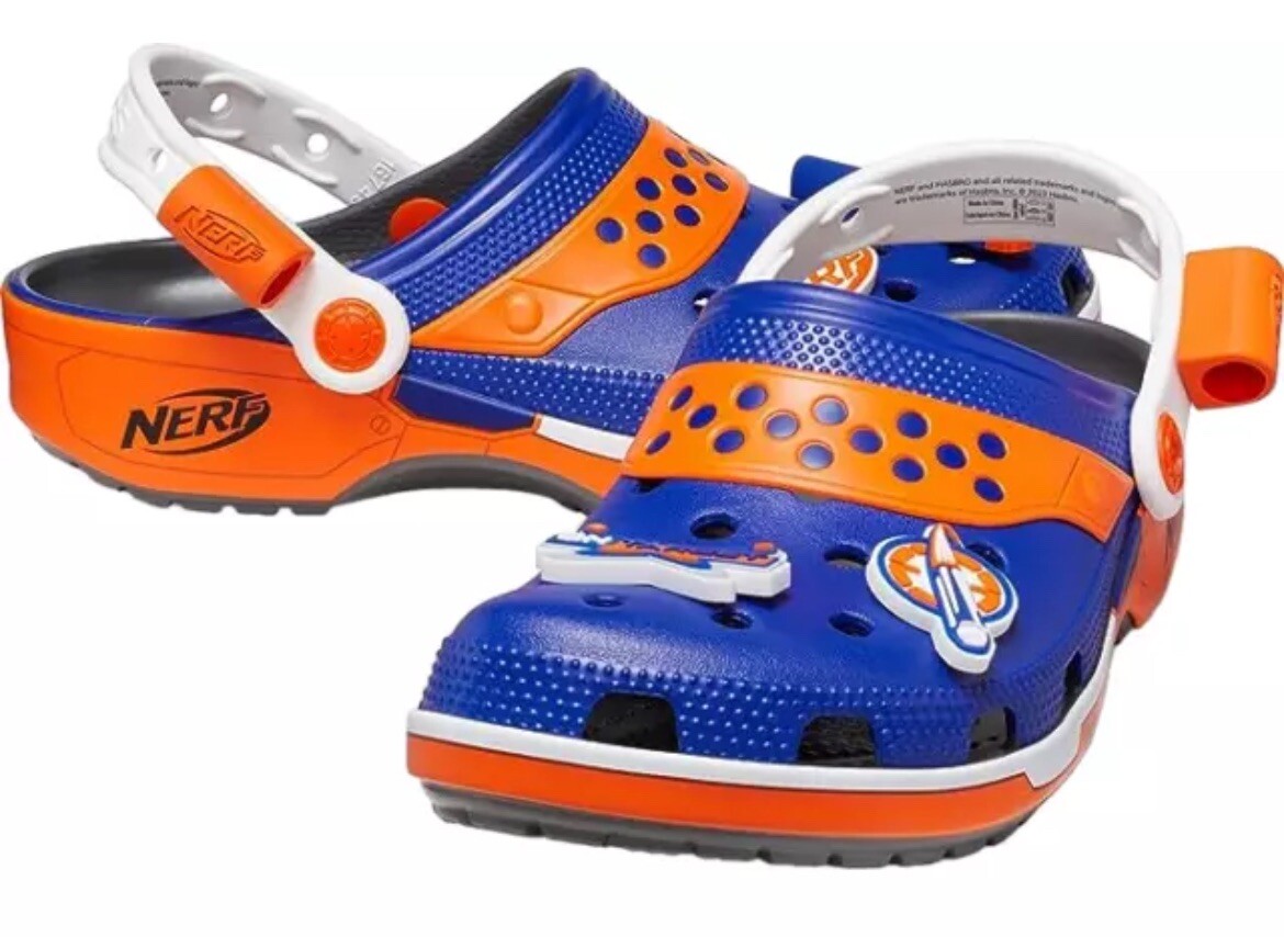CROCS Classic Hasbro Nerf Clogs Blue Orange Size Men’s 10 Women’s 12 ...