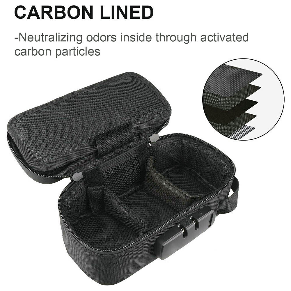 Smell Proof Carbon Box Lined Carry stash Bag with Lock Discreet Secure ...