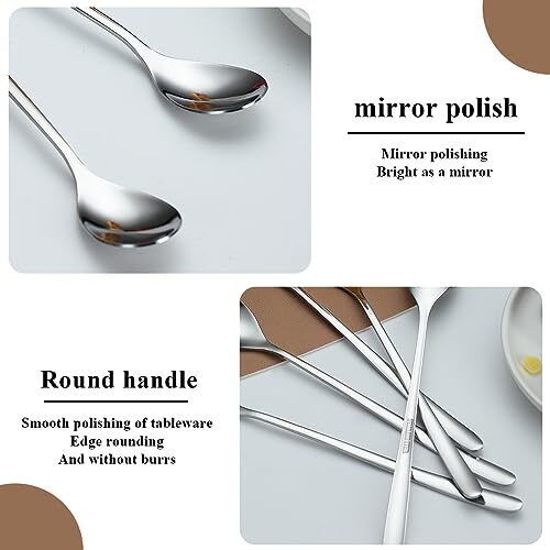 Long Handle Iced Tea Spoons Set Of 12 Pieces Stainless Steel Teaspoons ...