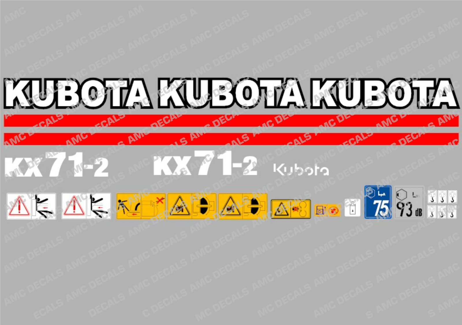 KUBOTA KX71-2 MINI DIGGER COMPLETE DECAL SET | Grelly UK
