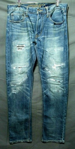 American Eagle Men’s Slim Jeans Faded Distressed Repair Core Flex Denim ...