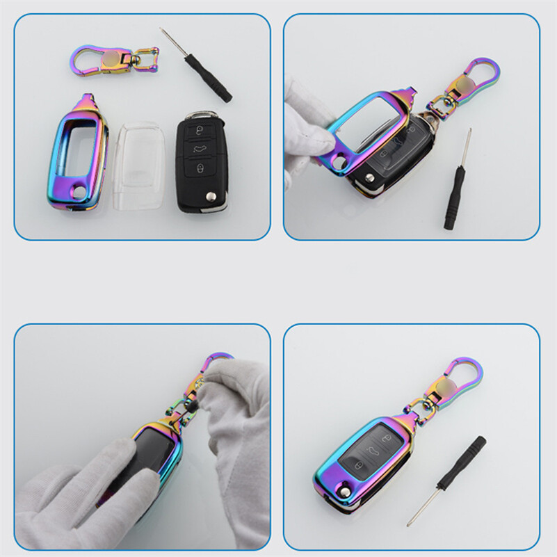 For VW Jetta Passat Golf Zinc Alloy Remote Start Car Key Fob Cover Case ...