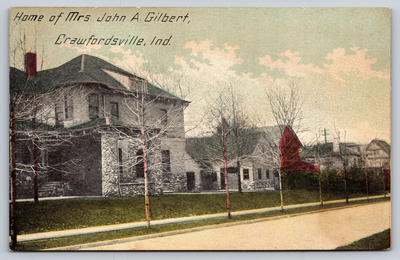 Postcard Home of Mrs John A Gilbert Crawfordsville Indiana RV | eBay