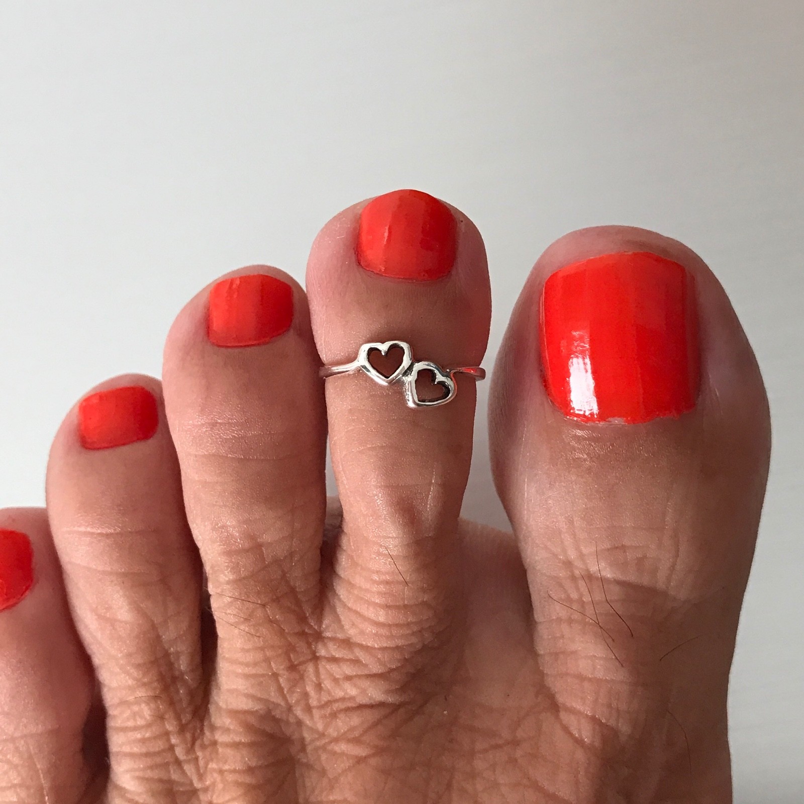 Sterling Silver Loving Hearts Toe Ring, Silver Ring, Heart Ring, Love ...