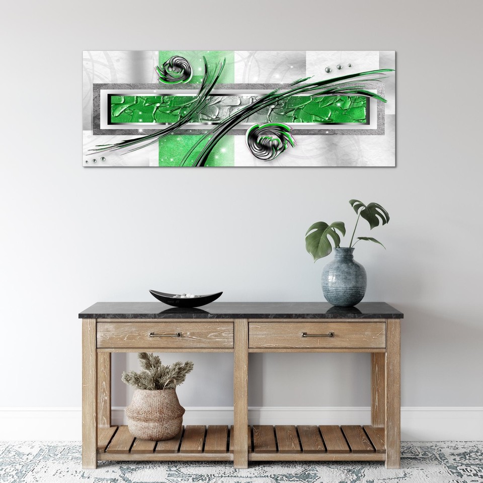 Wandbild Abstrakt Bild XXL Bilder 100x40 cm grau türkis blau schwarz ...
