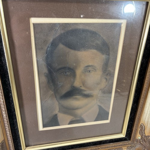 Antique Ornate Wood Gesso Gold Victorian Man Picture Frame w Glass Fits ...