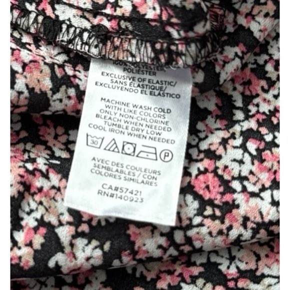 Loft Women's Pink Black Floral Print Halter Neck Fluffy short sleeves ...