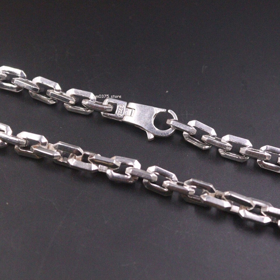 Pure 925 Sterling Silver Necklace Men Women 6mm Cable Chain Link 24inch ...